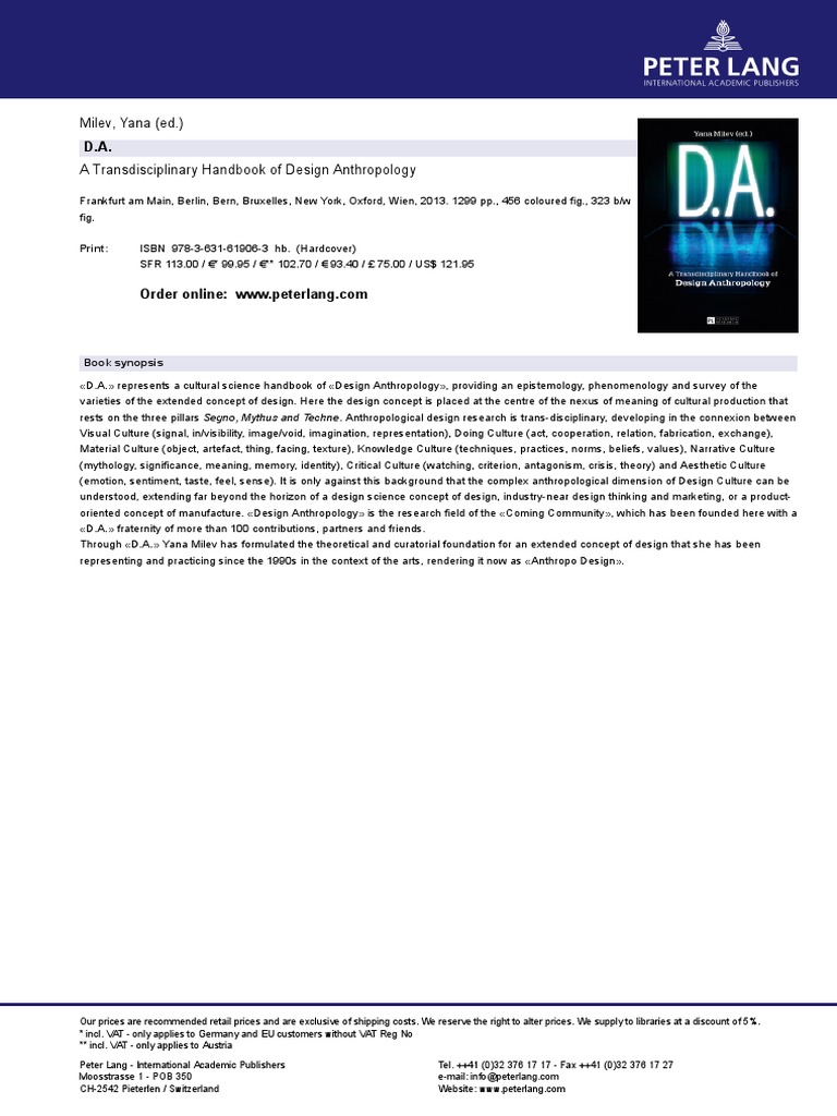 Design Anthropology Handbook Overview | PDF | Ethnography | Inquiry