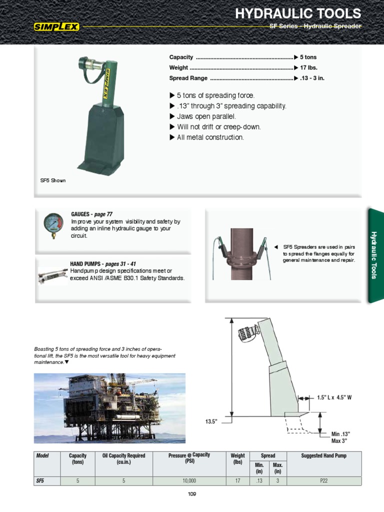SF-Series Hydraulic Spreaders EN-US | PDF | Hydraulics | Gas Technologies