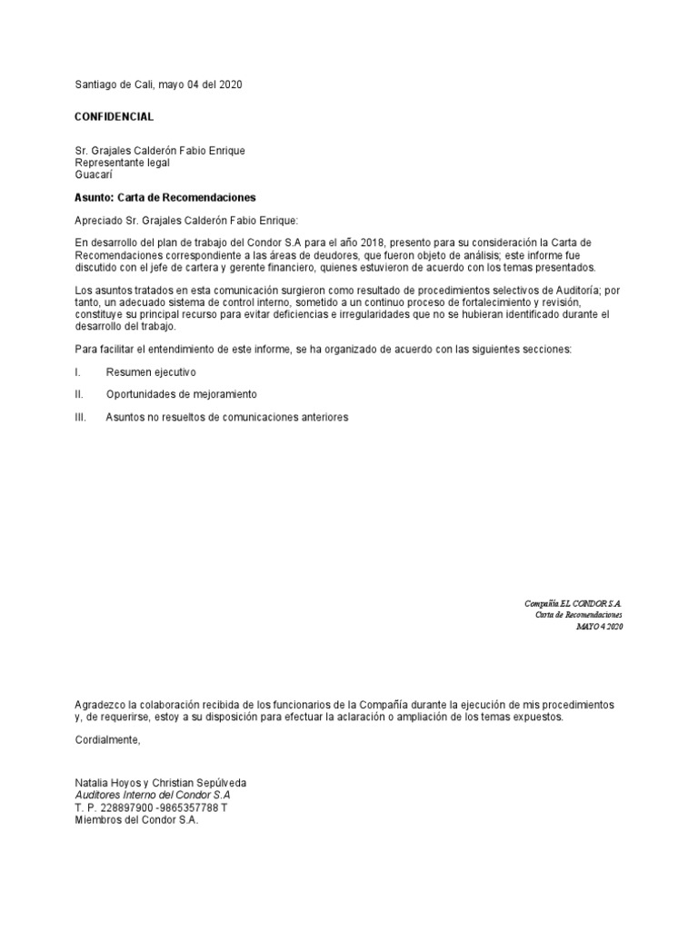 Modelo de Carta de Recomendaciones | Descargar gratis PDF | Bancos ...