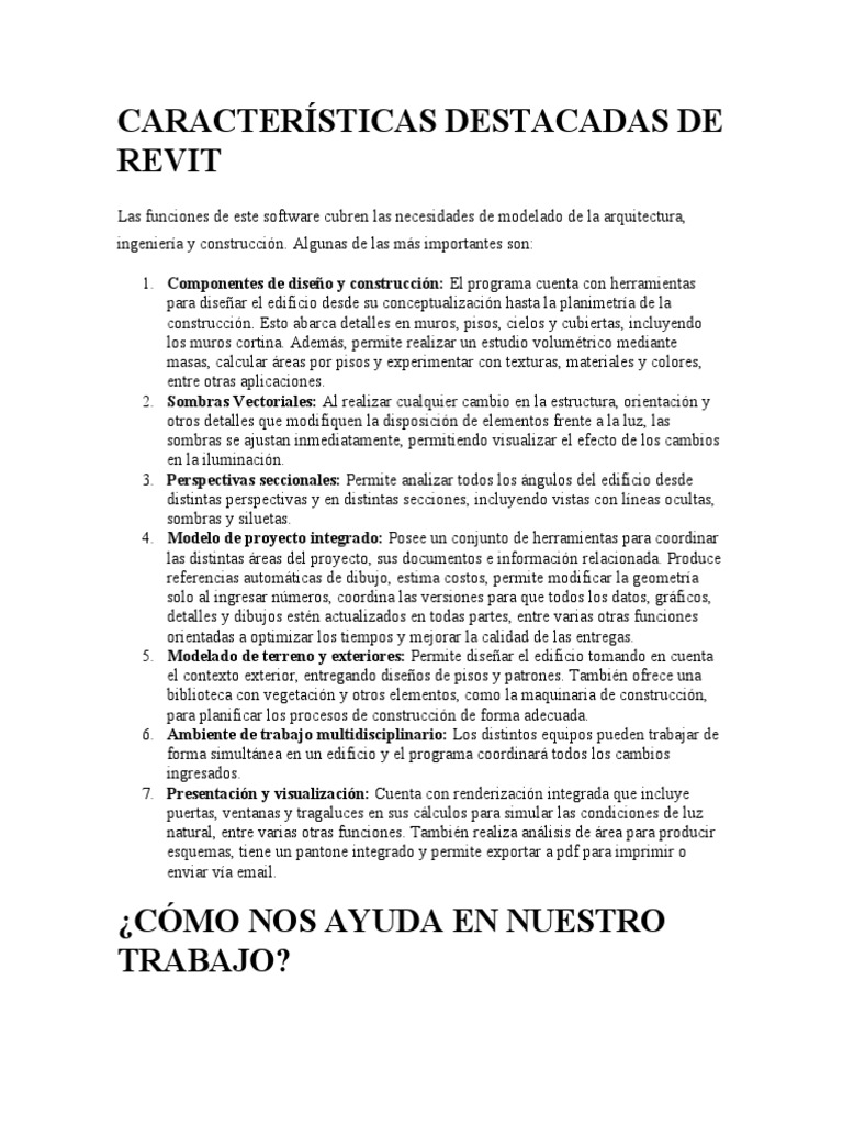 Características Destacadas de Revit | PDF | Autodesk Revit | Software