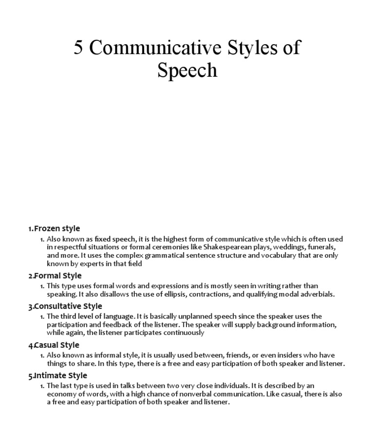 5 Communicative Styles of Speech | PDF