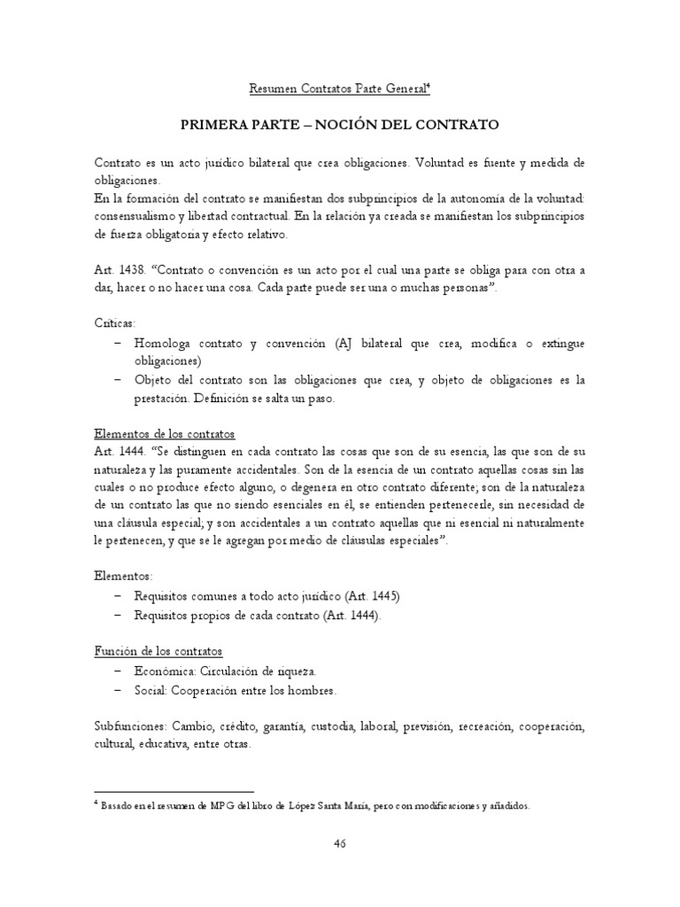 Resumen Contratos Parte General | PDF | Derecho contractual | Derecho ...