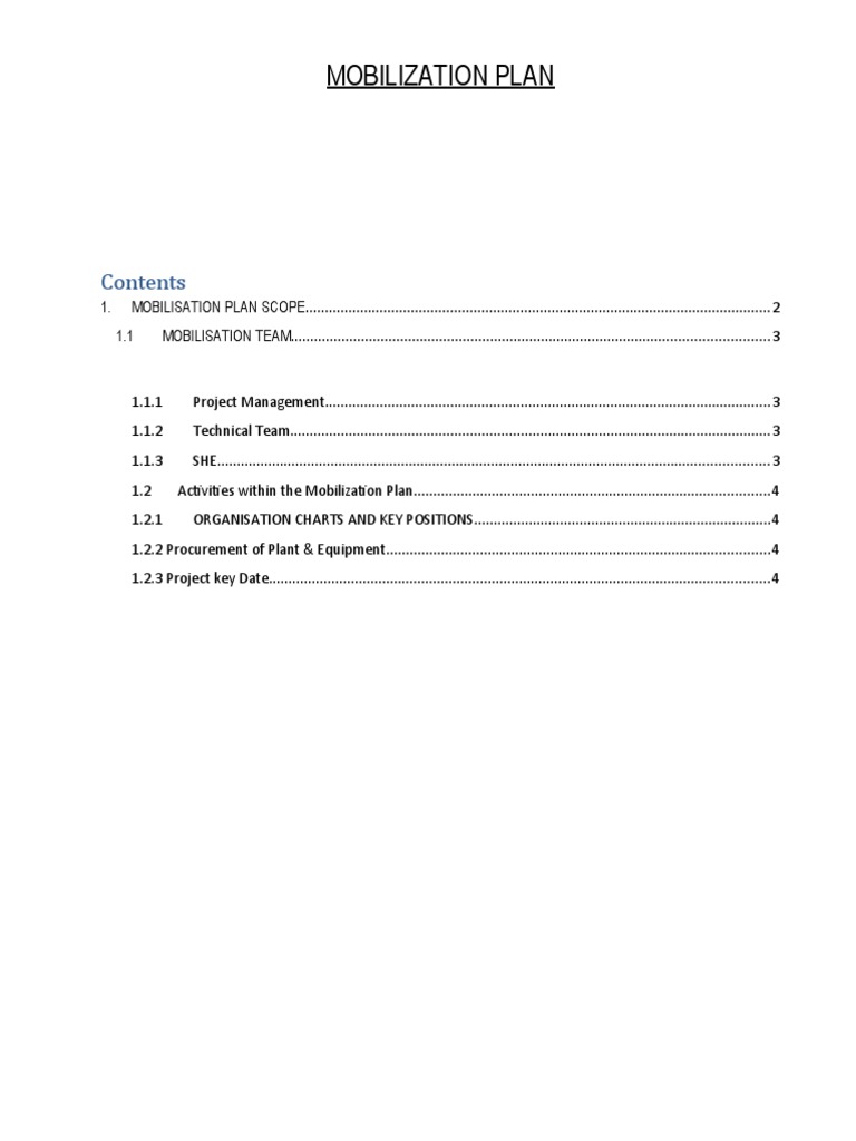 Construction Mobilization Plan Overview | PDF | Project Management ...