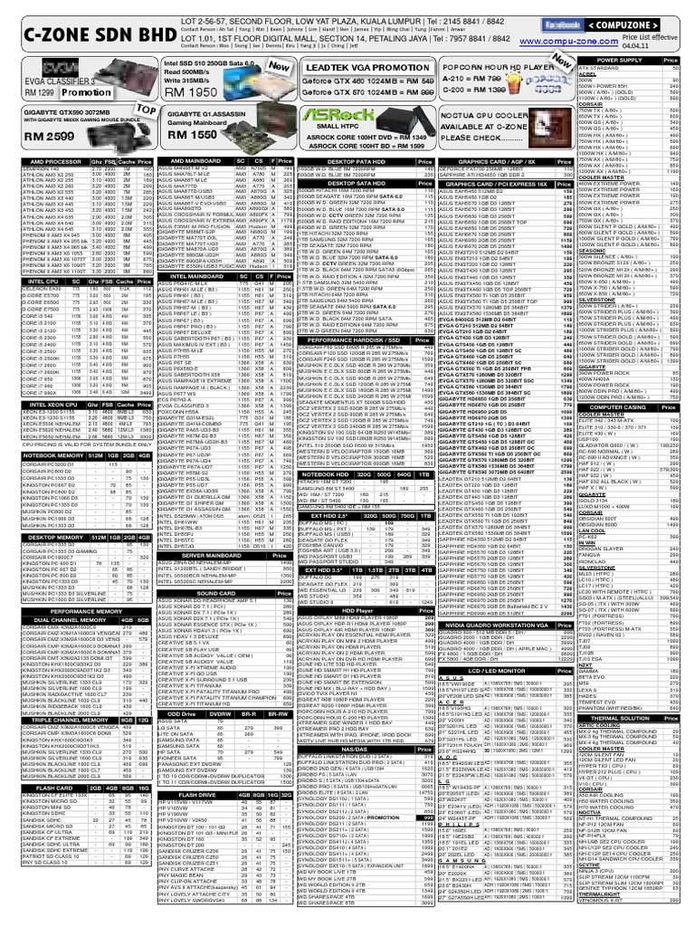 C-Zone SDN BHD: RM 1550 RM 2599 | PDF | Advanced Micro Devices ...