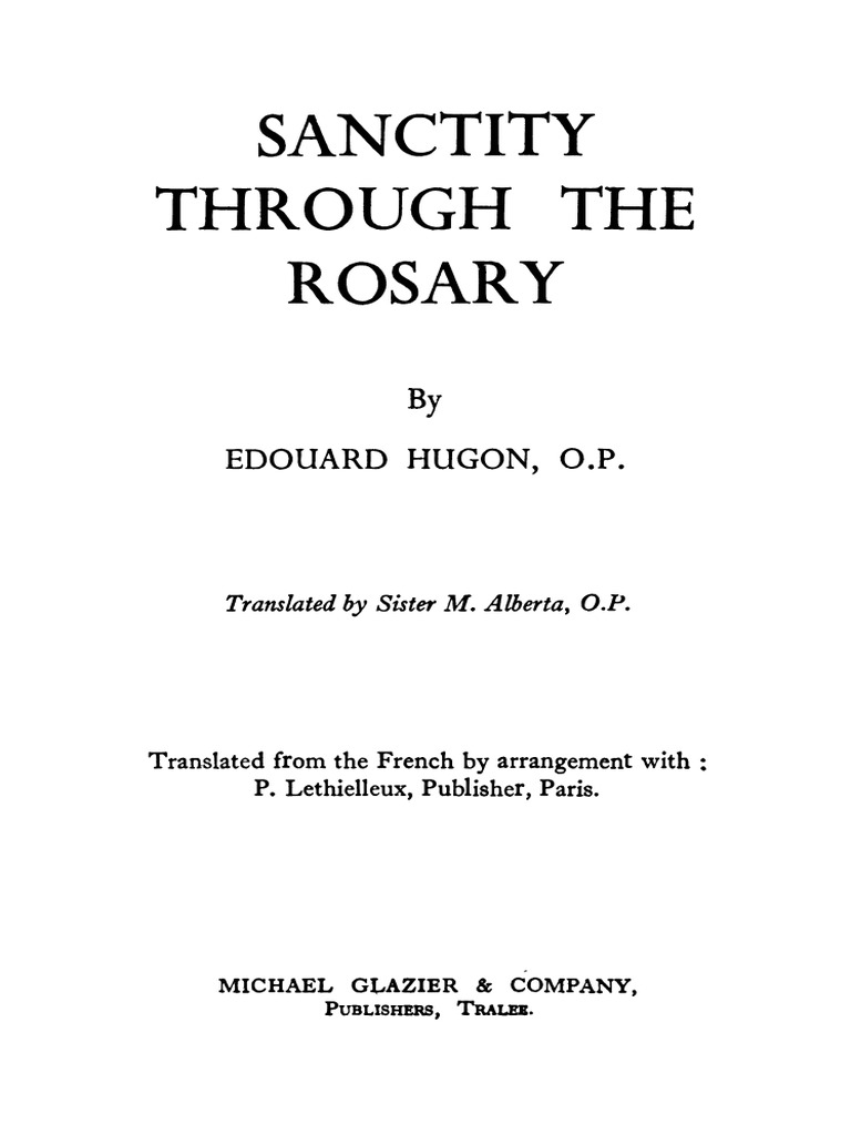 Sanctity Through The Rosary - Hugon, Edouard, O.P. | PDF | Rosary ...