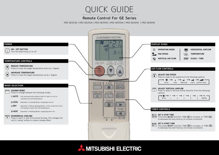 Mitsubishi Aircon User Manual Remote Control Symbols | PDF | Air ...