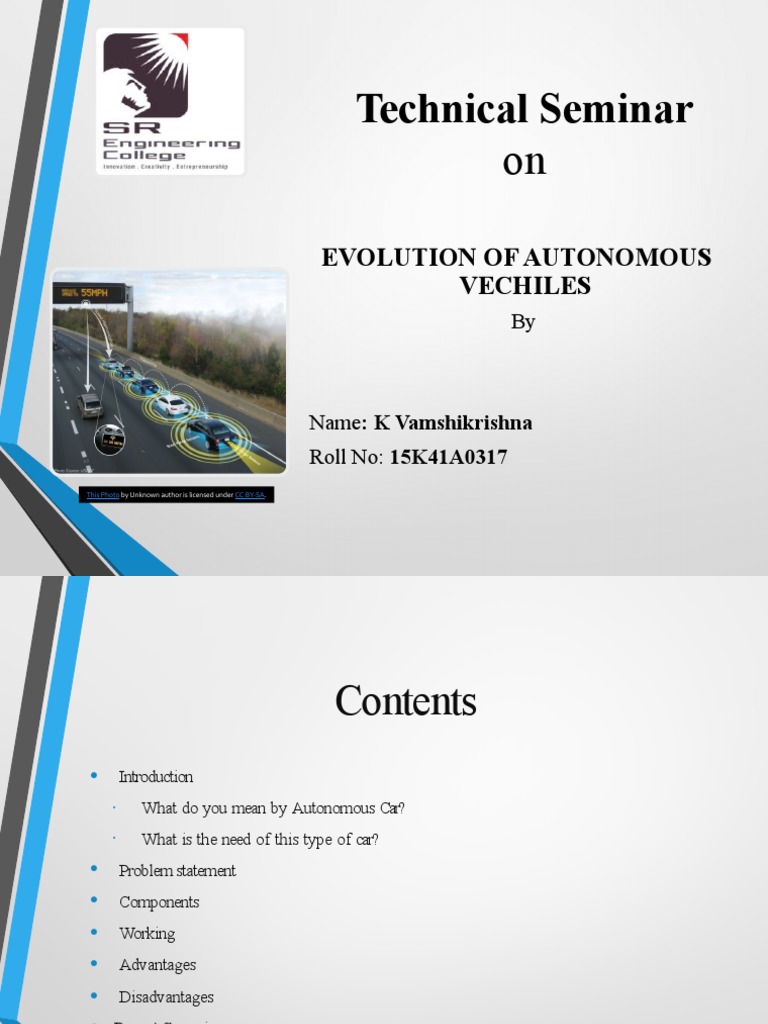 Technical Seminar: Evolution of Autonomous Vechiles | PDF | Lidar | Car