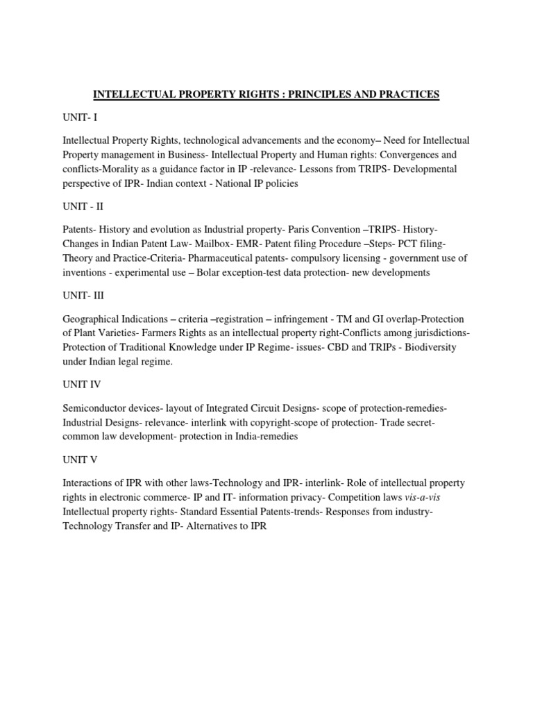 IPR-II, 7th Sem PDF | PDF | Intellectual Property | Trips Agreement