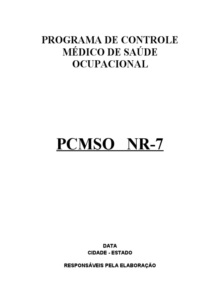 Modelo de PCMSO | Download grátis PDF | Primeiros socorros | Médico