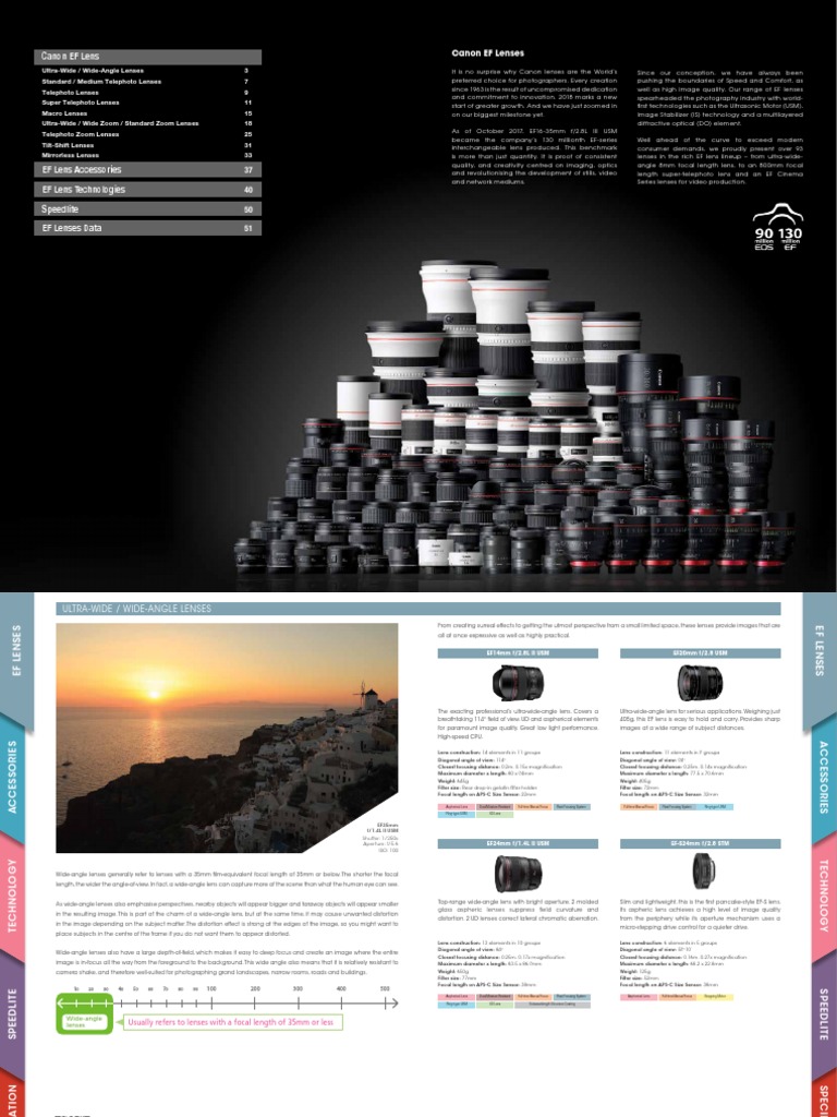 Canon EF Lens Catalogue 2018 PDF | PDF | Camera Lens | Aperture