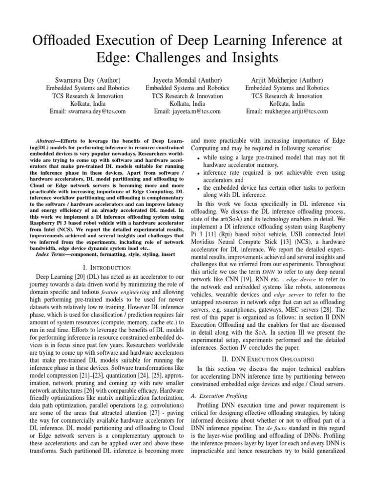 Offloaded Execution of Deep Learning Inference at Edge: Challenges and ...