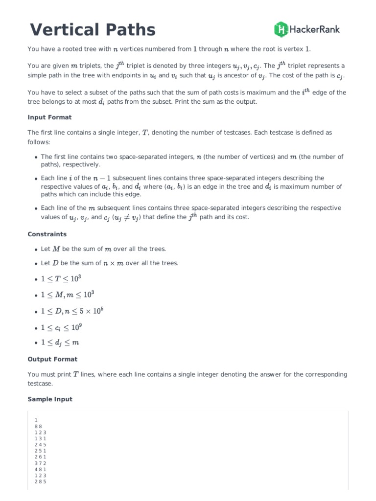 Vertical Paths: Input Format | PDF