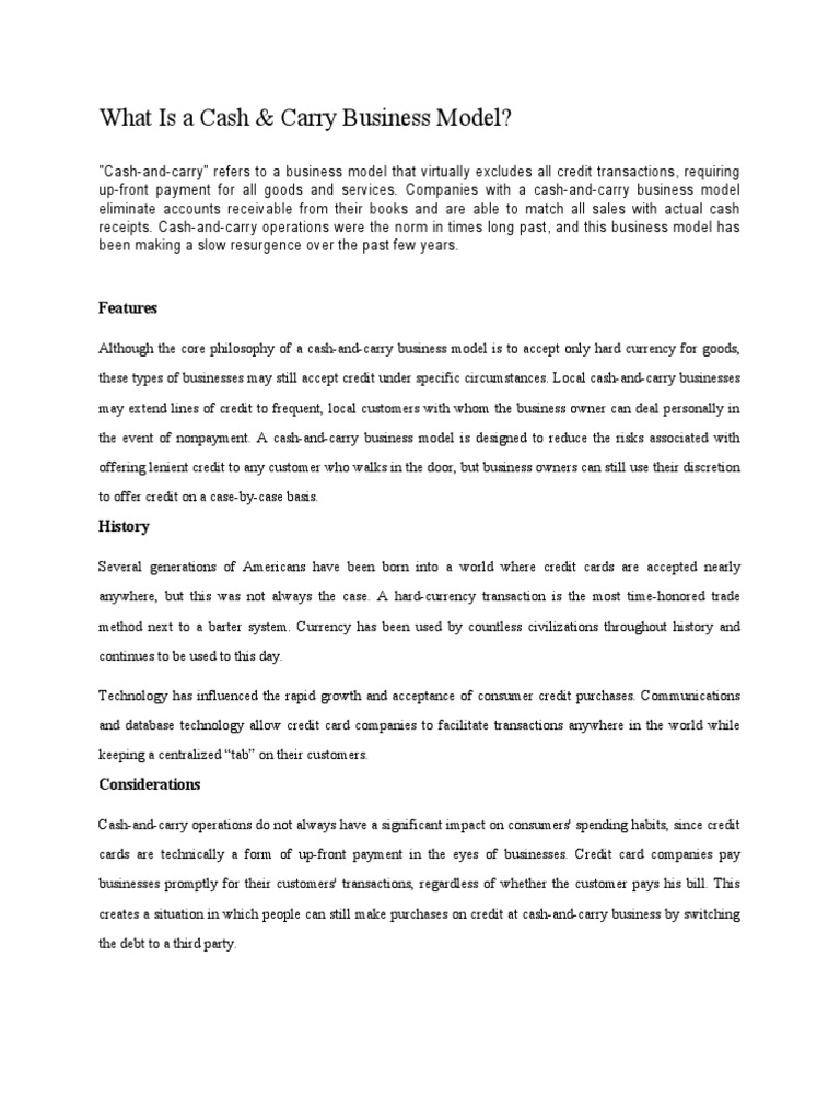 What Is A Cash & Carry Business Model?: Features | PDF | Brand ...