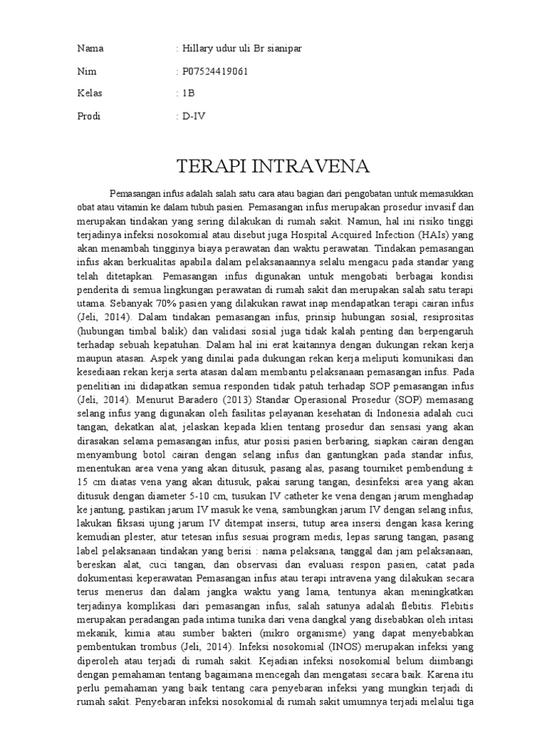 Terapi Intravena Dan Tranfusi Darah | PDF