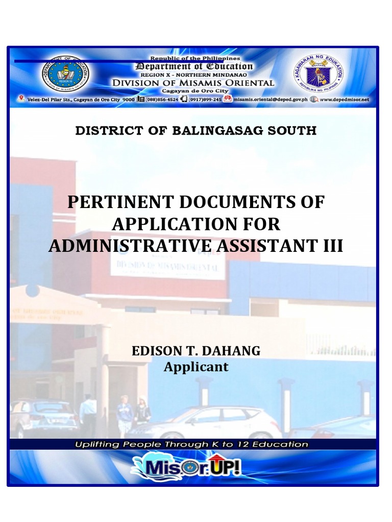Pertinent Documents of Application For Administrative Assistant Iii | PDF