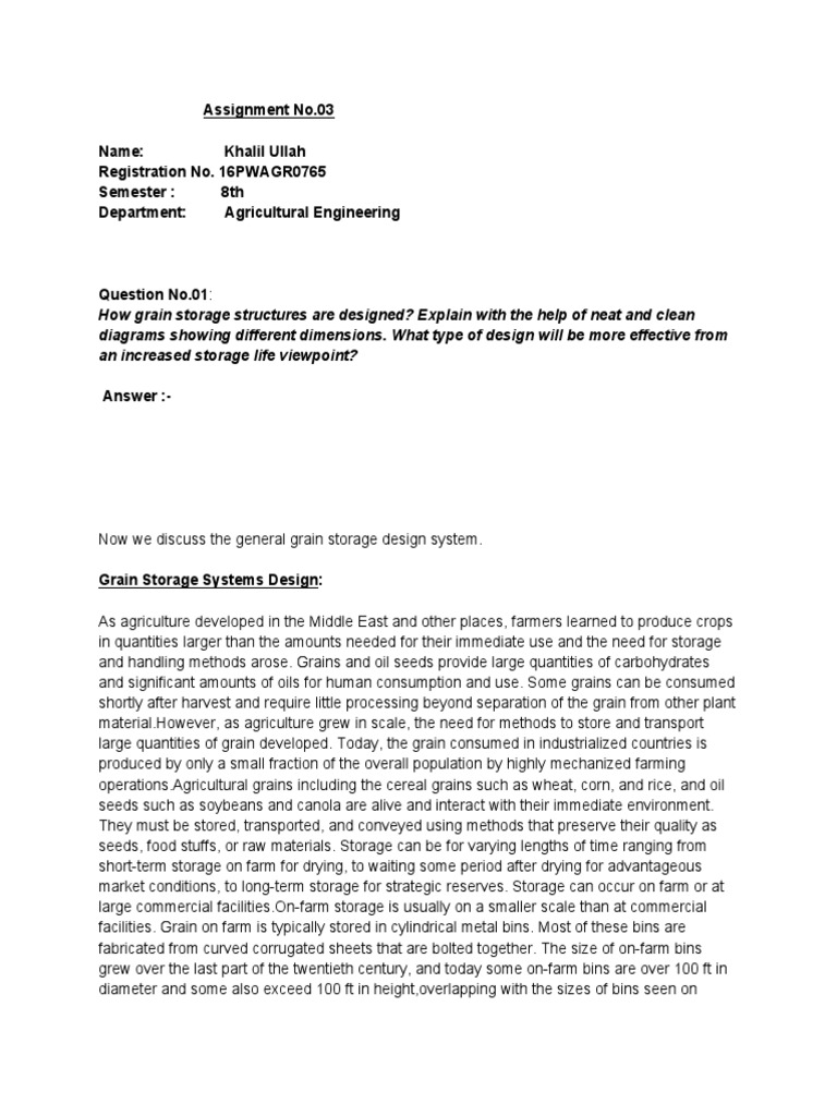 Designing Frame For Grain Storage Building | PDF | Cereals | Wood