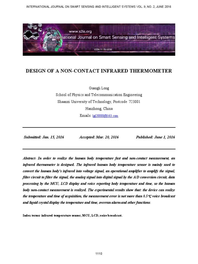 Design of A Non-Contact Infrared Thermometer | PDF | Radiation ...