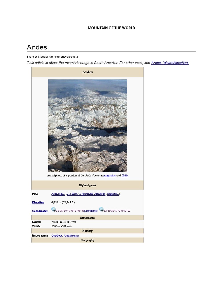 11.mountain of The World | PDF | Rocky Mountains | Andes