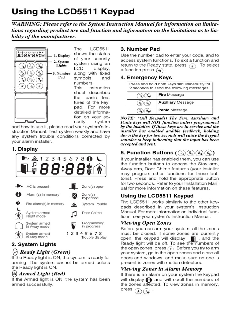 Using The LCD5511 Keypad: 3. Number Pad | PDF | Damages | Disclaimer