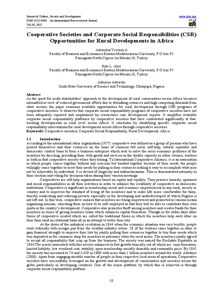 Rural Cooperatives | PDF | Corporate Social Responsibility | Cooperative