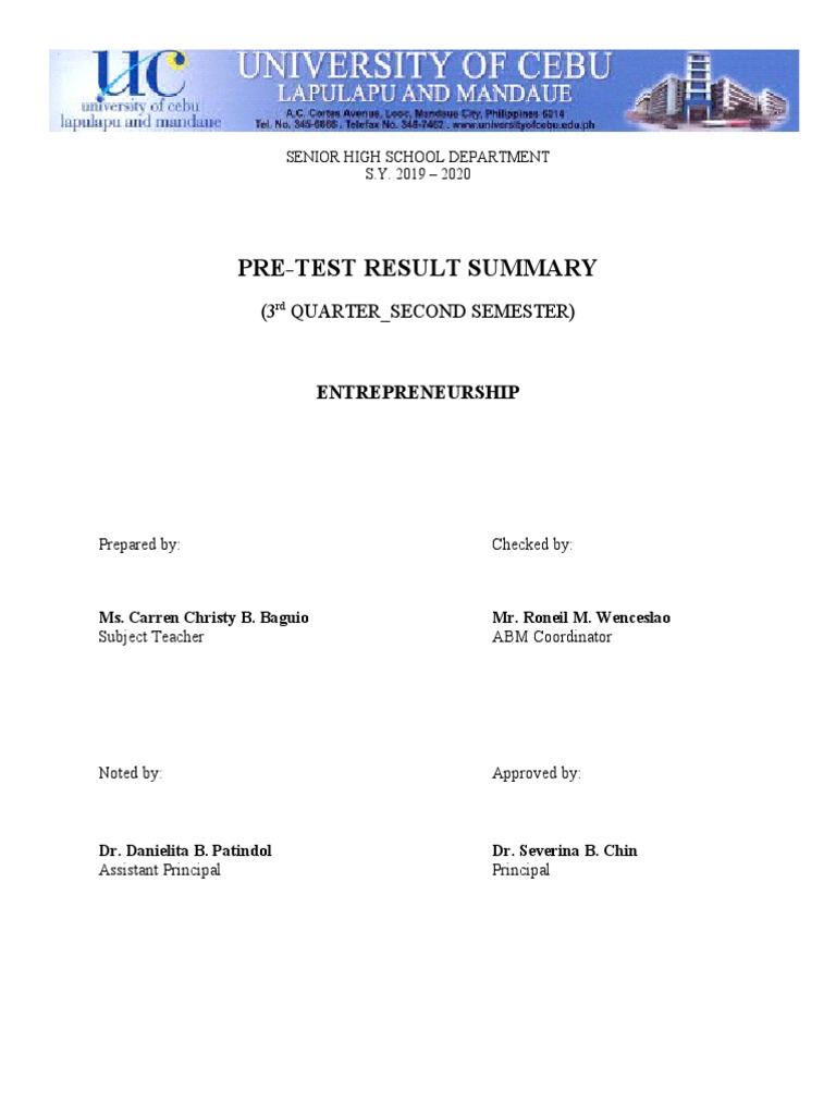 Cover Page-Pretest | PDF