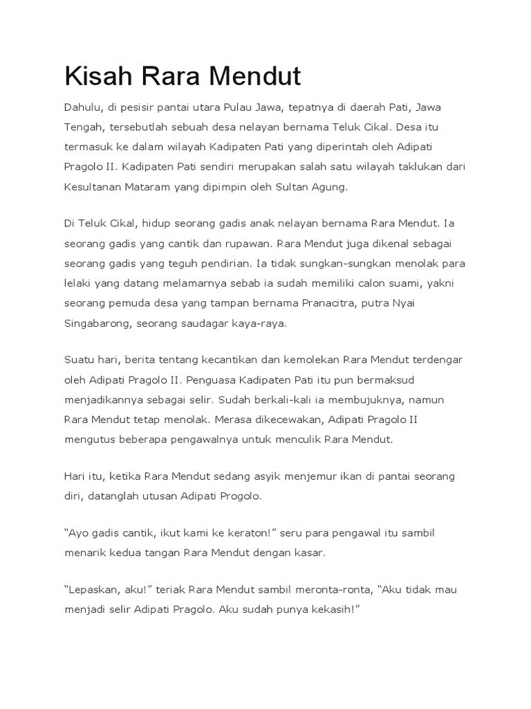 Kisah Tragis Rara Mendut | PDF