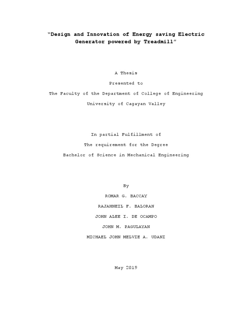 Human-Powered Treadmill Generator | PDF | Electric Generator ...
