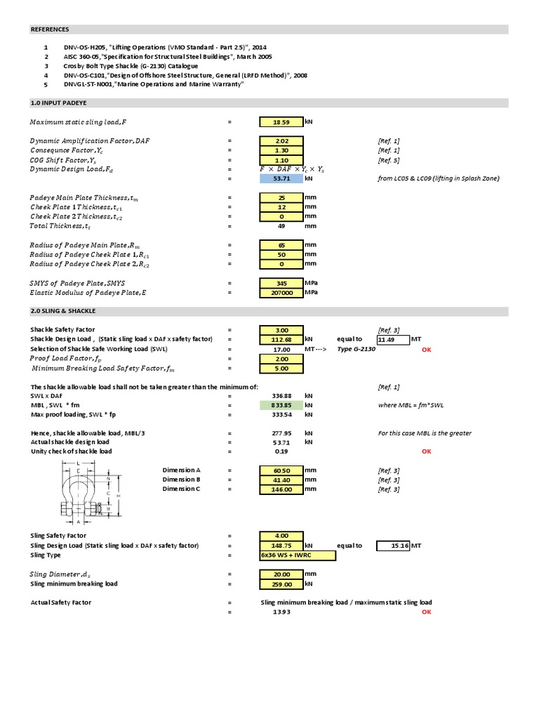 ANODE SLED Padeye Calculation | PDF | Applied And Interdisciplinary ...