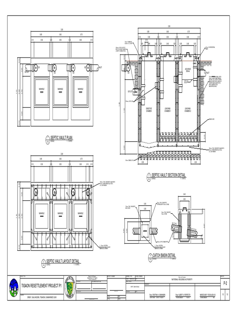 Septic Vault Plan: National Housing Authority | PDF | Septic Tank | Water Management