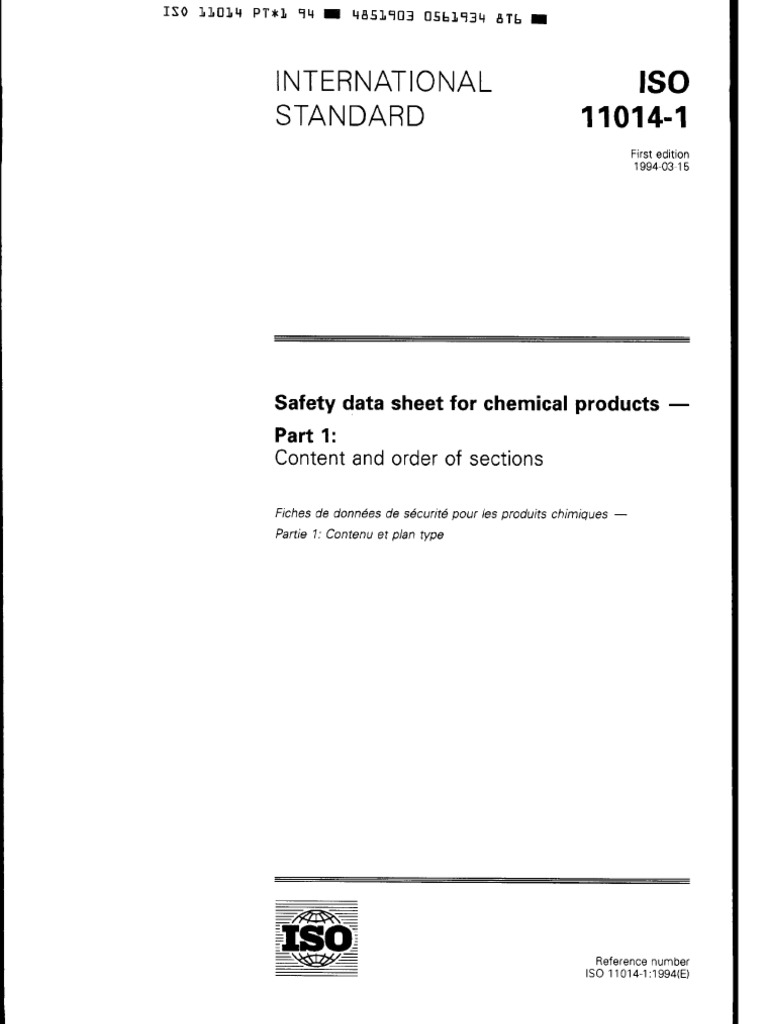 ISO 11014-1-1994 | International Organization For Standardization ...
