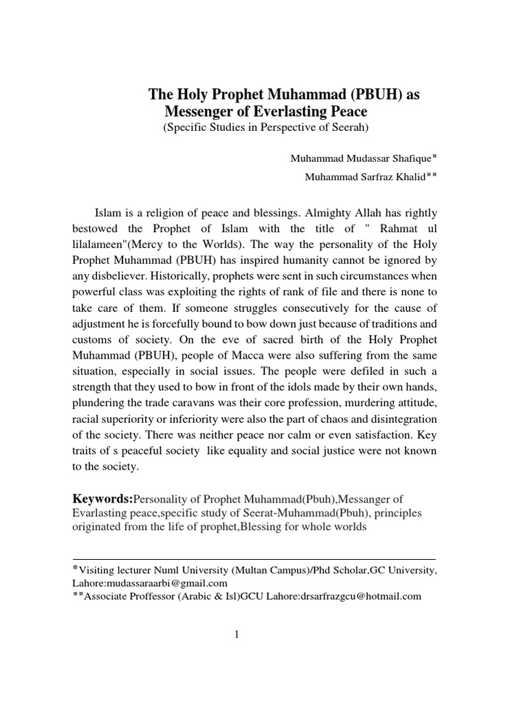 Prophet Muhammad: Messenger of Peace | PDF | Prophets And Messengers In ...