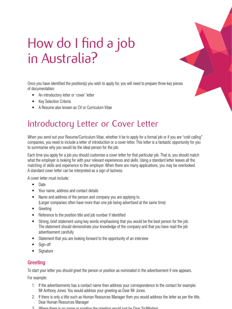 Australian Cover Letter Pdf Résumé