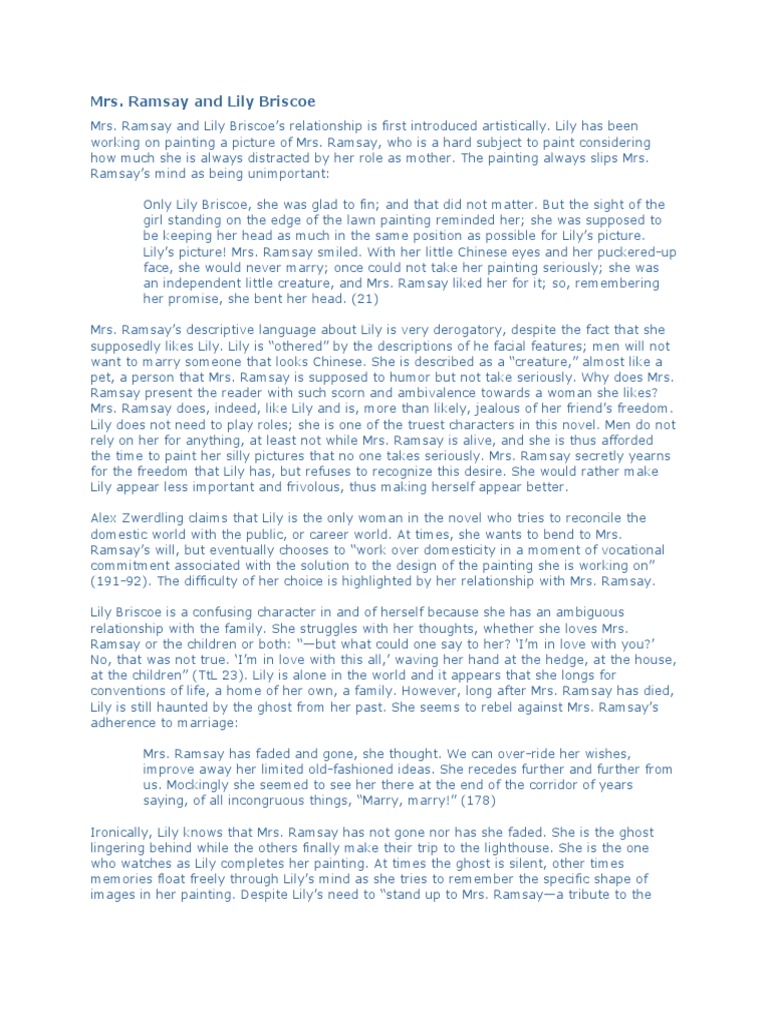 Mrs. Ramsay and Lily Briscoe | PDF | To The Lighthouse