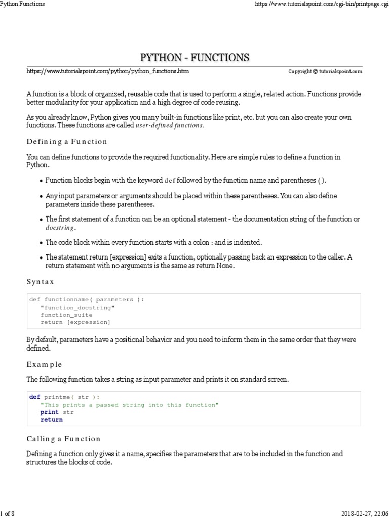 Defining A Function Docstring Pdf Anonymous Function Parameter Computer Programming