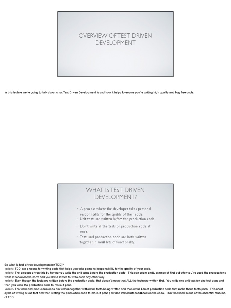 Overview of Test Driven Development | PDF | Unit Testing | Test Driven ...
