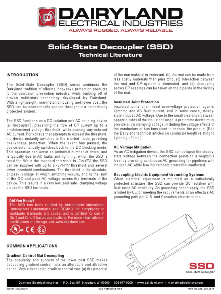 Solid-State Decoupler (SSD) : Technical Literature | PDF | Alternating ...
