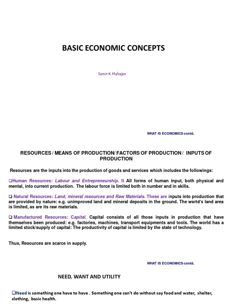 Basic Economic Concepts Explained | PDF | Macroeconomics | Microeconomics
