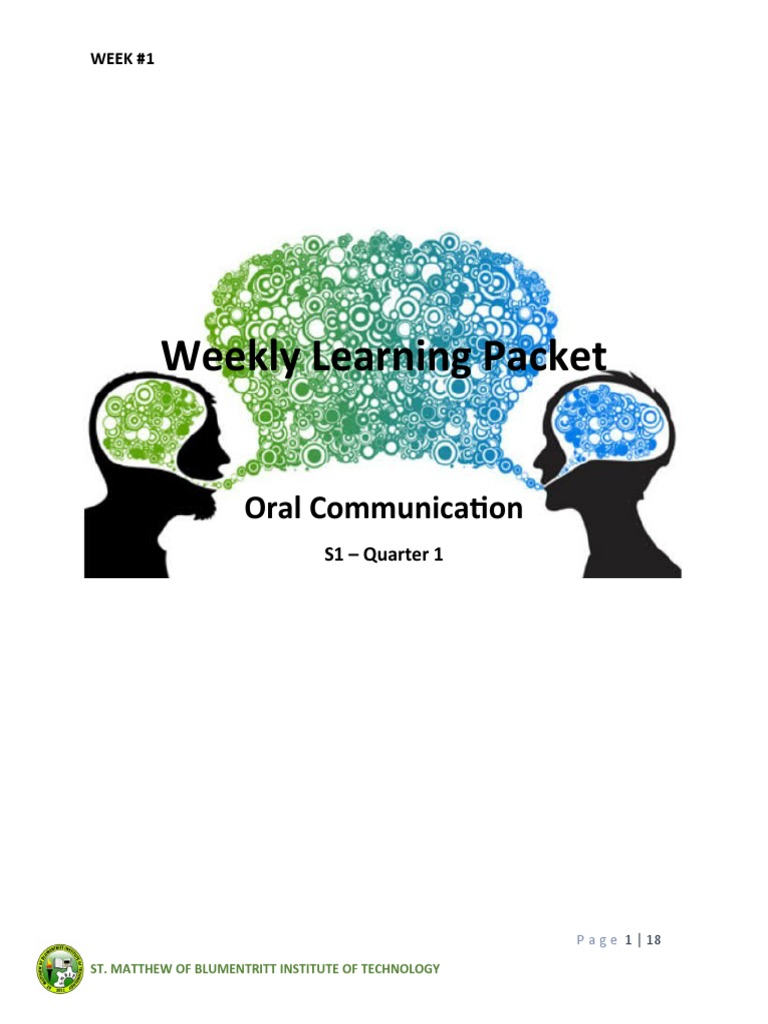 1 Weekly Learning Packet - Oral Com | PDF | Nonverbal Communication ...