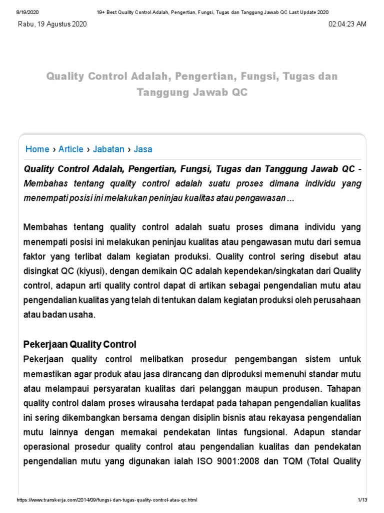 19+ Best Quality Control Adalah, Pengertian, Fungsi, Tugas Dan Tanggung ...