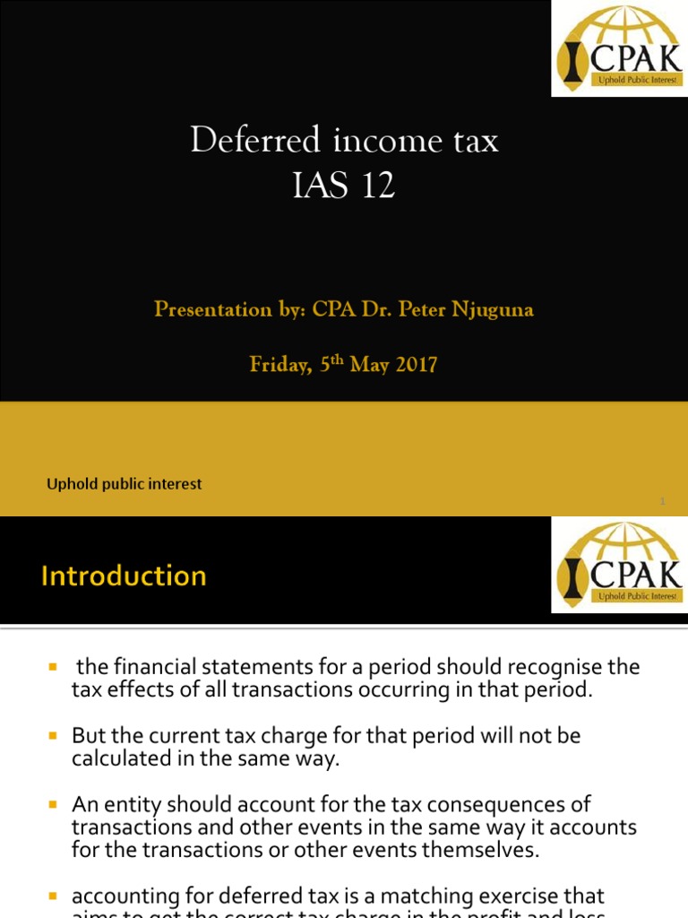 Deferred Tax IAS 12 by CPA Dr. Peter Njuguna | PDF | Deferred Tax | Tax ...
