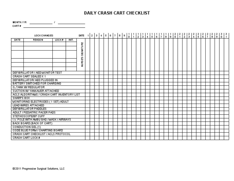 Daily Crash Cart Checklist | PDF
