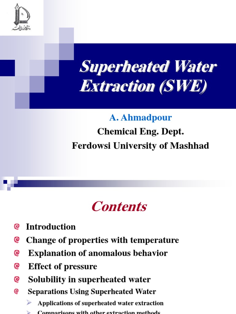 17-Superheated Water Extraction | PDF | Solubility | Chemical Substances