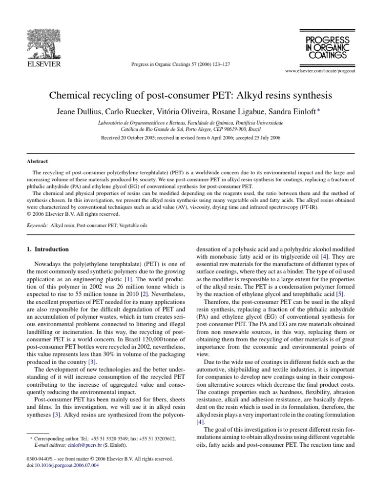 Alkyd Resins synthesis-PET PDF | PDF | Recycling | Chemical Substances