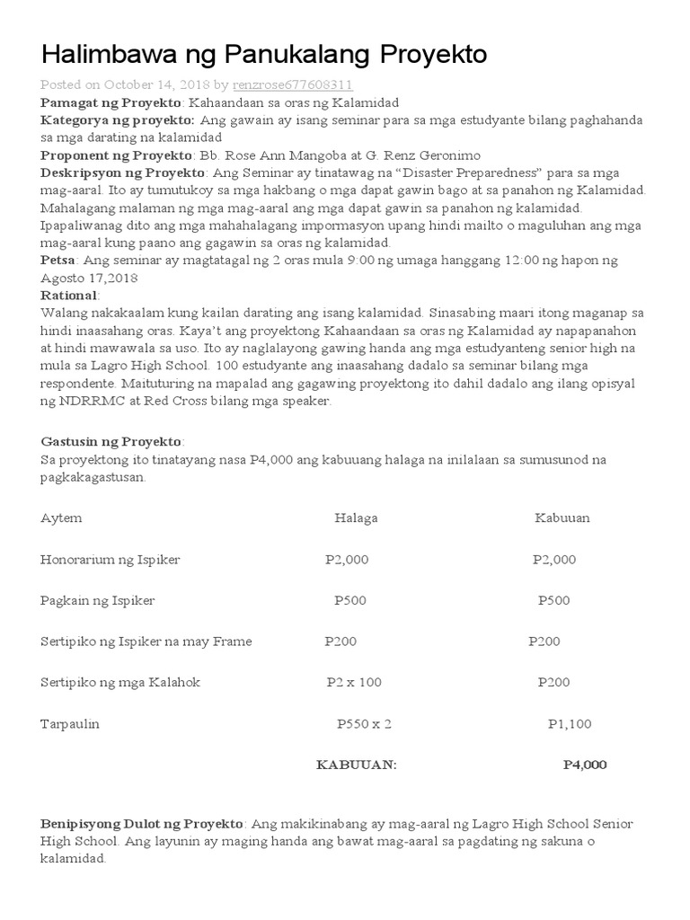 Halimbawa NG Panukalang | PDF