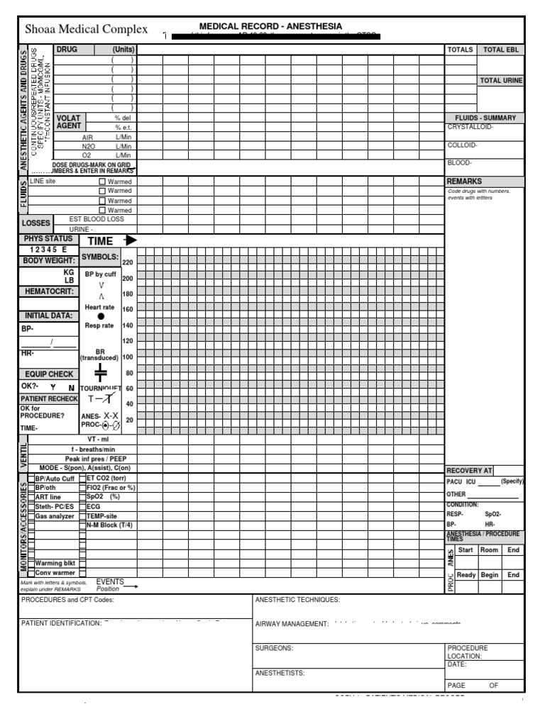 Form 7389 Medical Record Anesthesia | PDF | Anesthesia | Medical Treatments