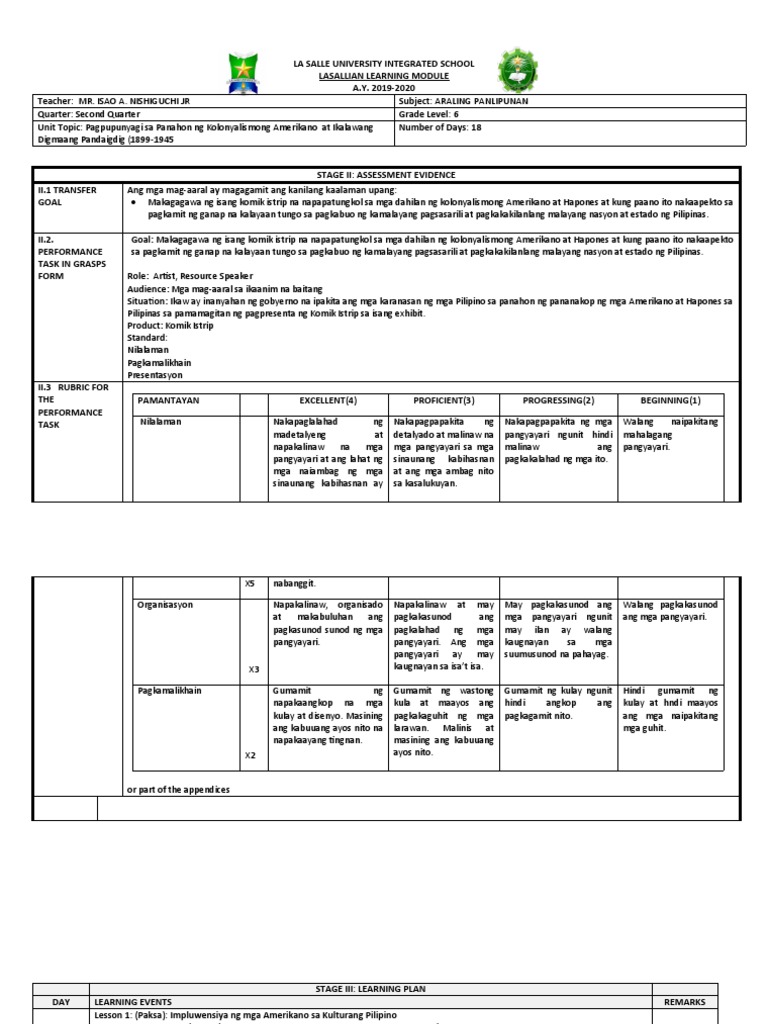 Grade 6 Second Quarter LM Arpan | PDF