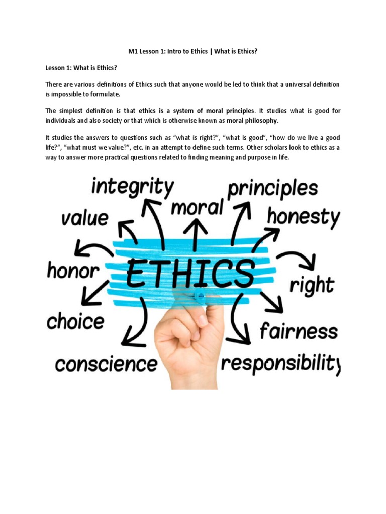 M1 Intro to Ethics | PDF | Value (Ethics) | Morality