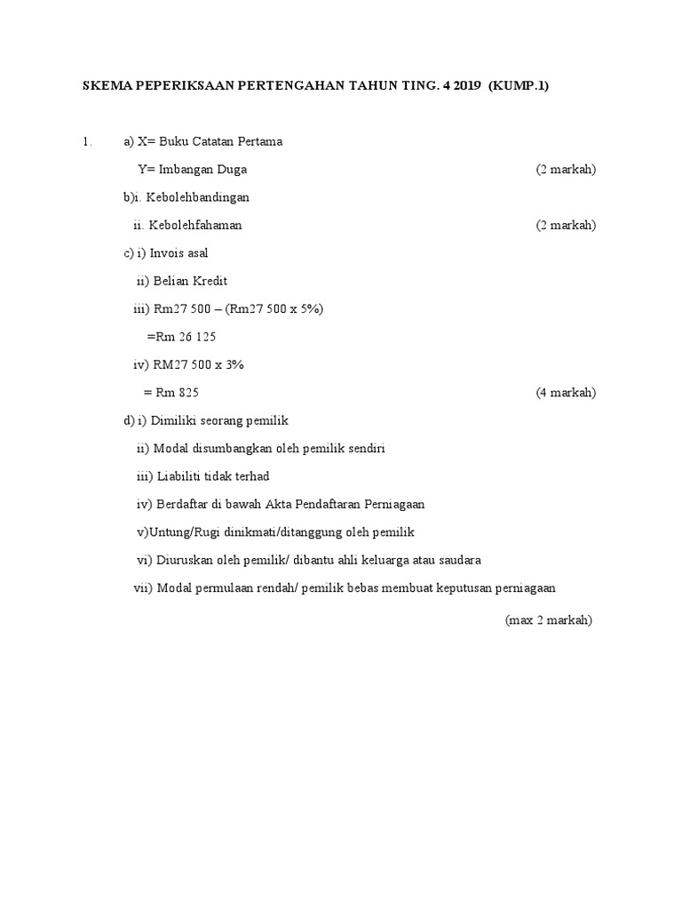 Skema PPT P.Perakaunan Ting. 4 Kump. 1 | PDF