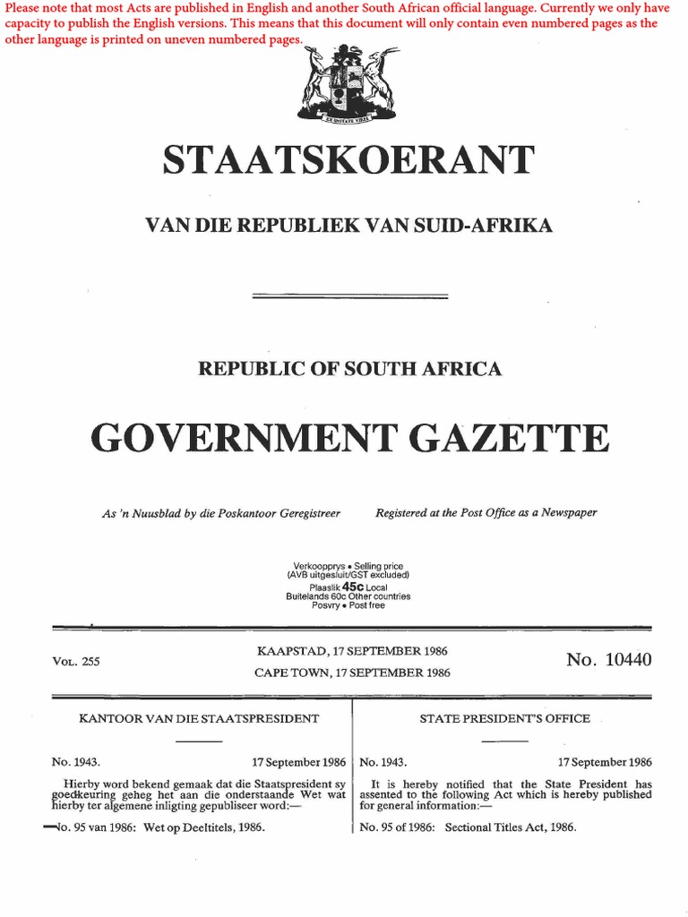 Act 95 1986 PDF | PDF | Lease | Proxy Voting