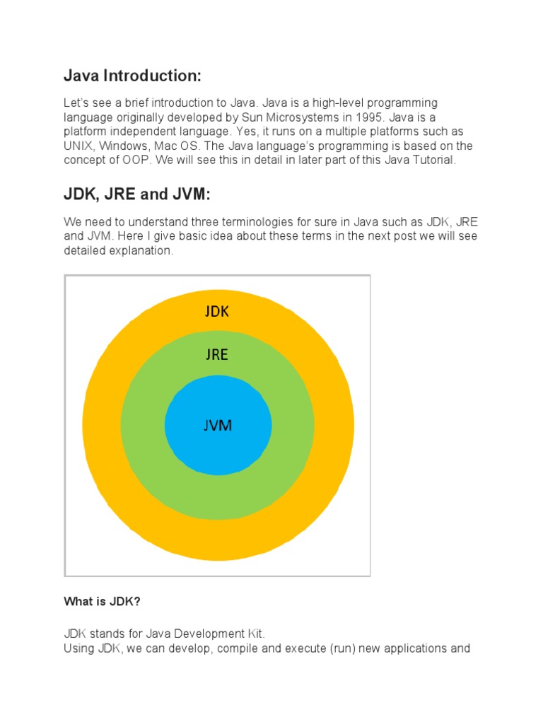 Java Introduction What Is Jdk Pdf Method Computer Programming